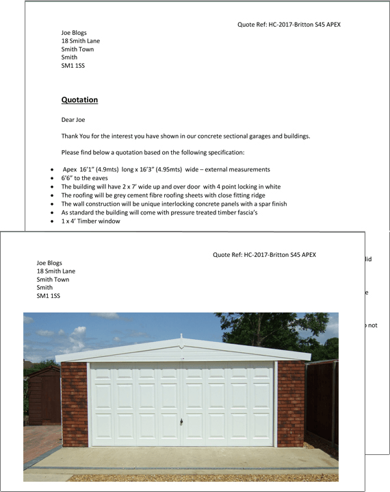 Quotation - A64 Garage Sales